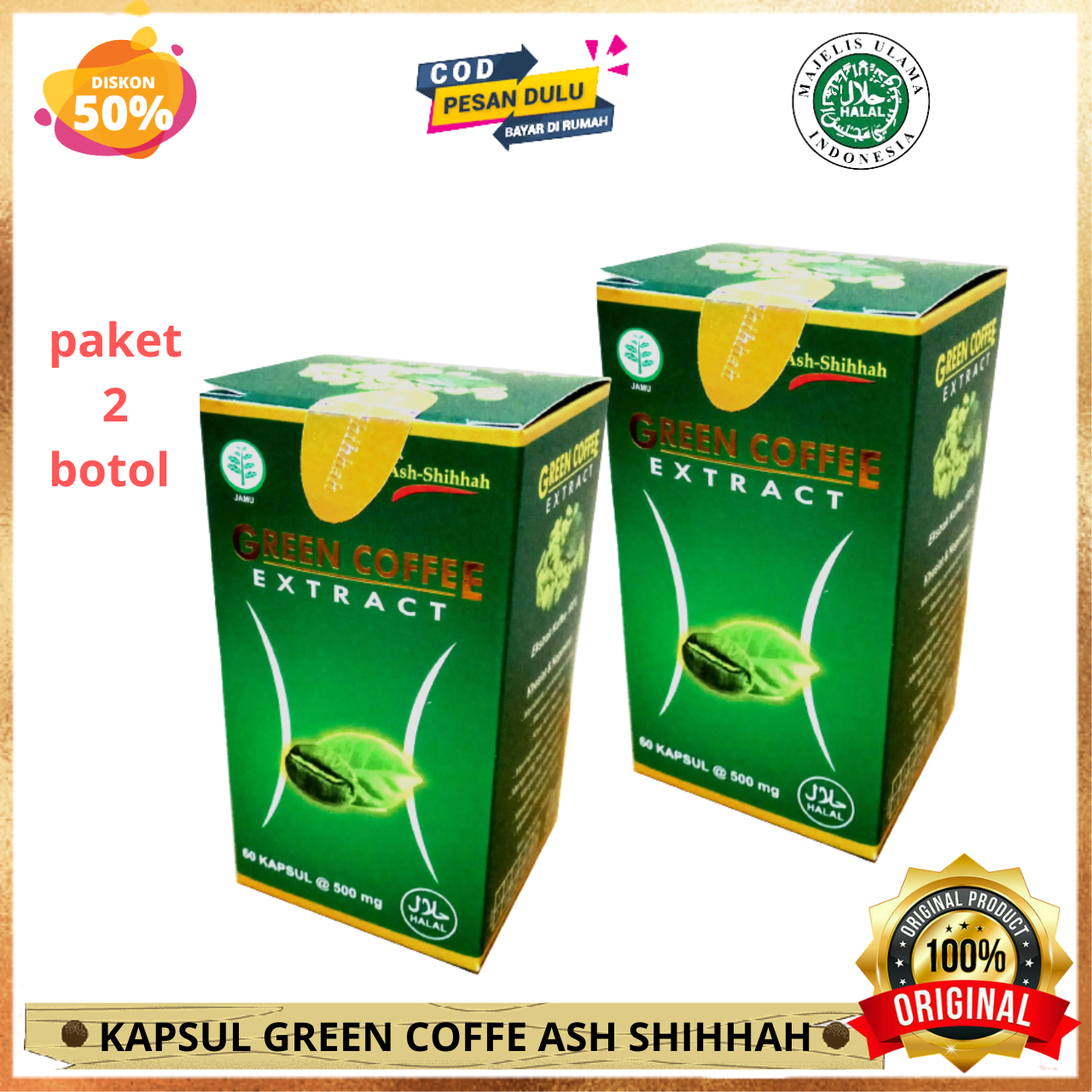 PAKET 2 Pcs ] Ash-Shihah Green Coffee Kopi Hijau Green Cofe isi 60 ...