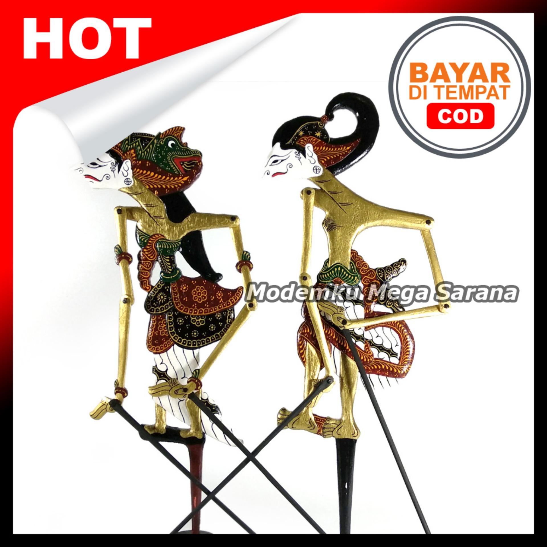 Miniatur Wayang Kayu Batik Emas Arjuna Srikandi - Ukuran XL 54x17x1 cm ...