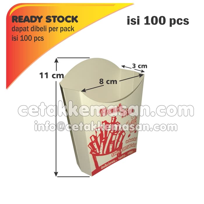 PROMO!!! Tempat Kentang Goreng, Box Kentang French Fries 8x11x3 cm ...