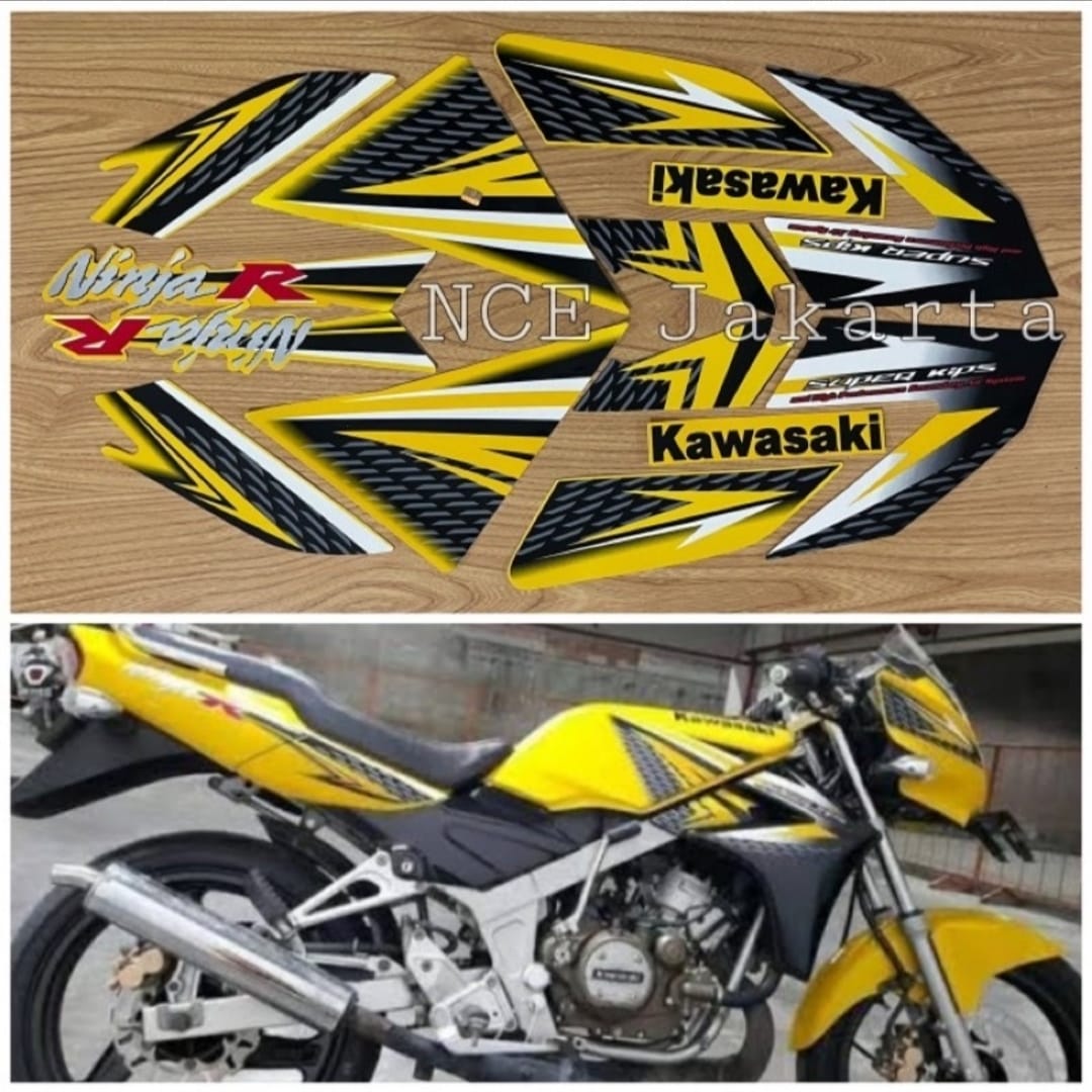STIKER STRIPING & LIS BODY KAWASAKI NINJA R 2013 KUNING STANDAR ...