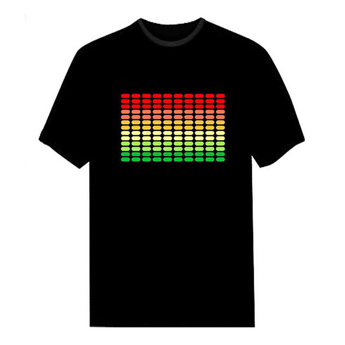 Men Sound Activated Led T-Shirt Light Up Flashing Rock Disco Equalizer ...