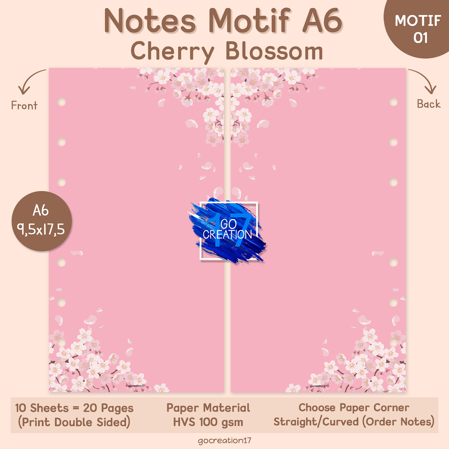 Kertas Planner Isi Binder Notes Motif Cherry Blossom 6 Ring A6 | Lazada ...