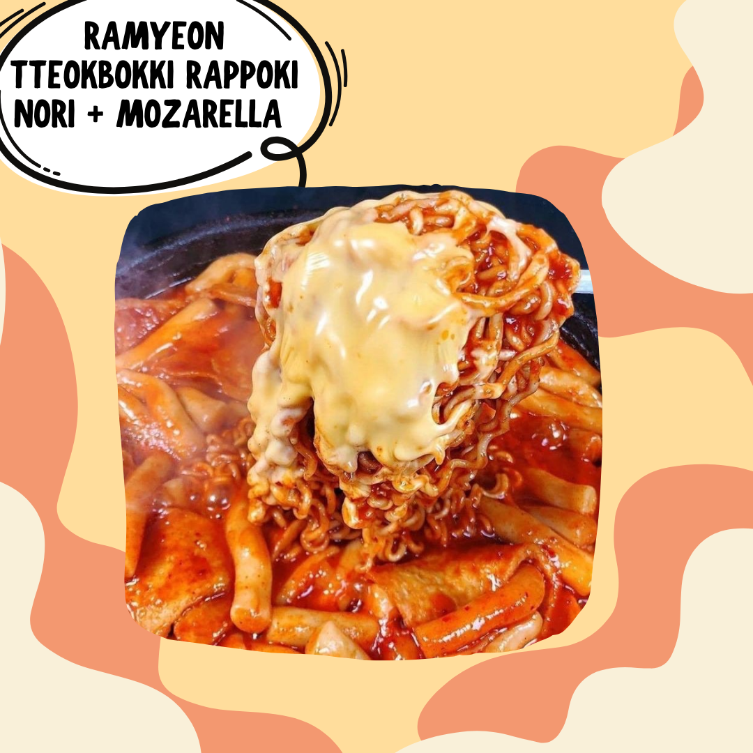 ramyeon tteokbokki rappoki nori + mozarella / drakor/ korean food ...