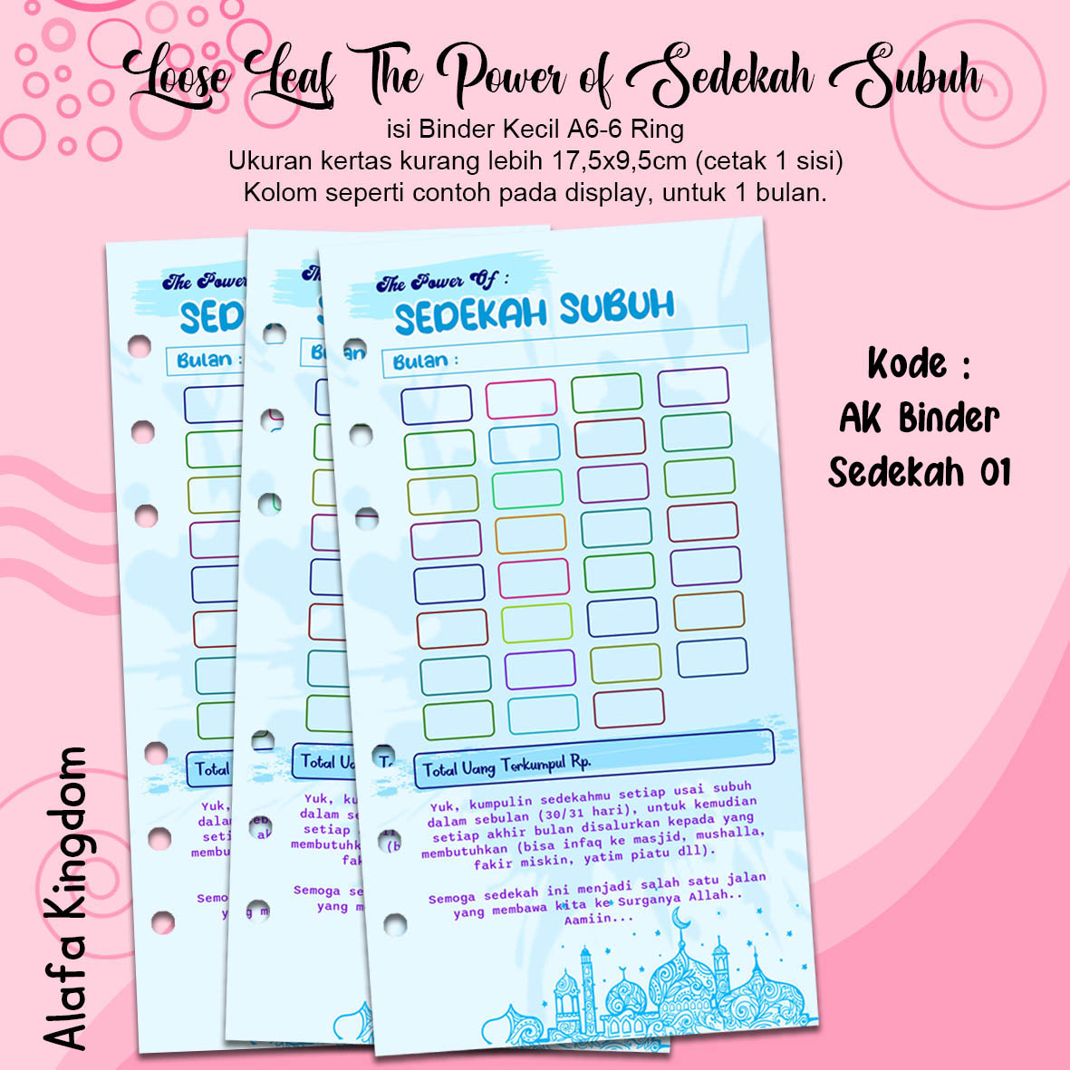 AlafaKingdom Loose Leaf A6 The Power of Sedekah Subuh / Isian Binder 6 ...