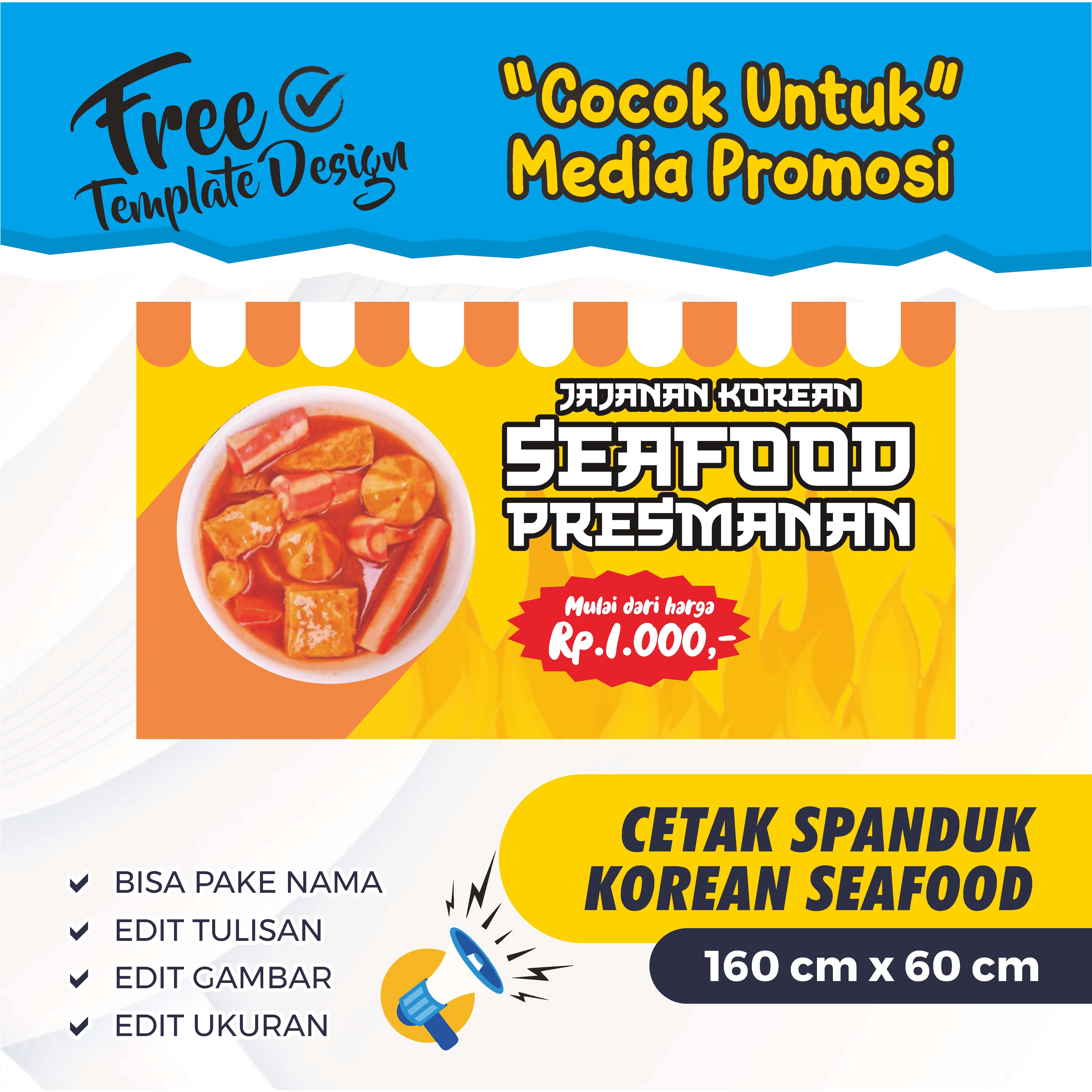 Cetak Spanduk Banner Korean Seafood Custom 160x60 | Lazada Indonesia