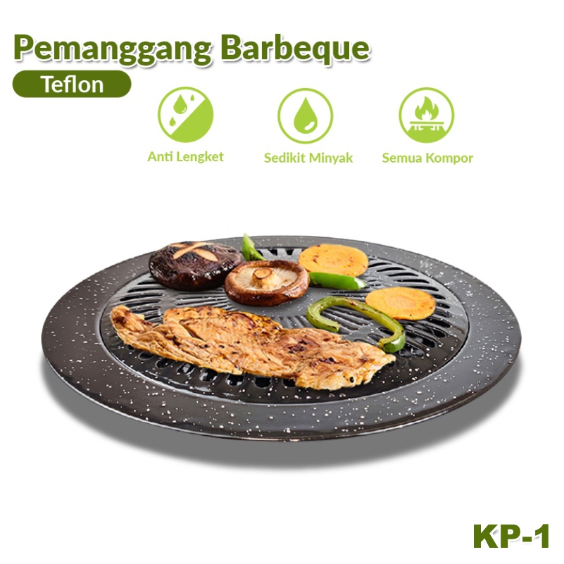 Panggangan Bulat Barberque BBQ Grill Plate Smokeles Pemanggang BBQ alat ...