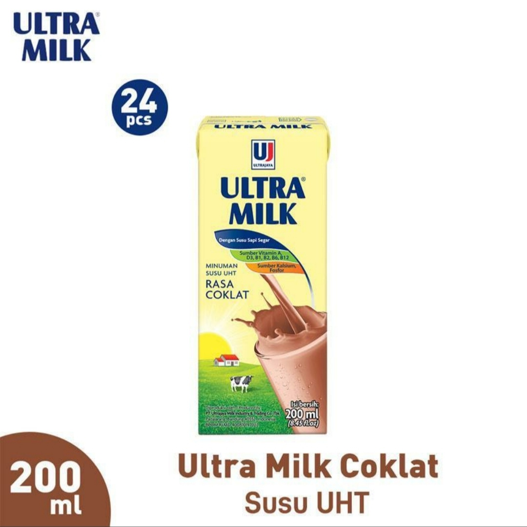 Ultra Milk Coklat Susu UHT [200 ml/ 24 pcs/ Karton] | Lazada Indonesia