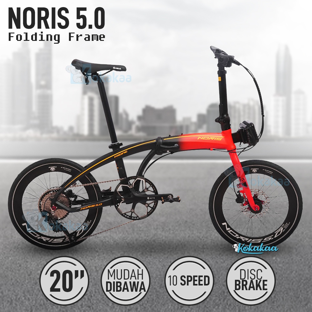 Sepeda Lipat PACIFIC Noris 5.0 Folding Bike 20 Inch - Orange-Hitam ...