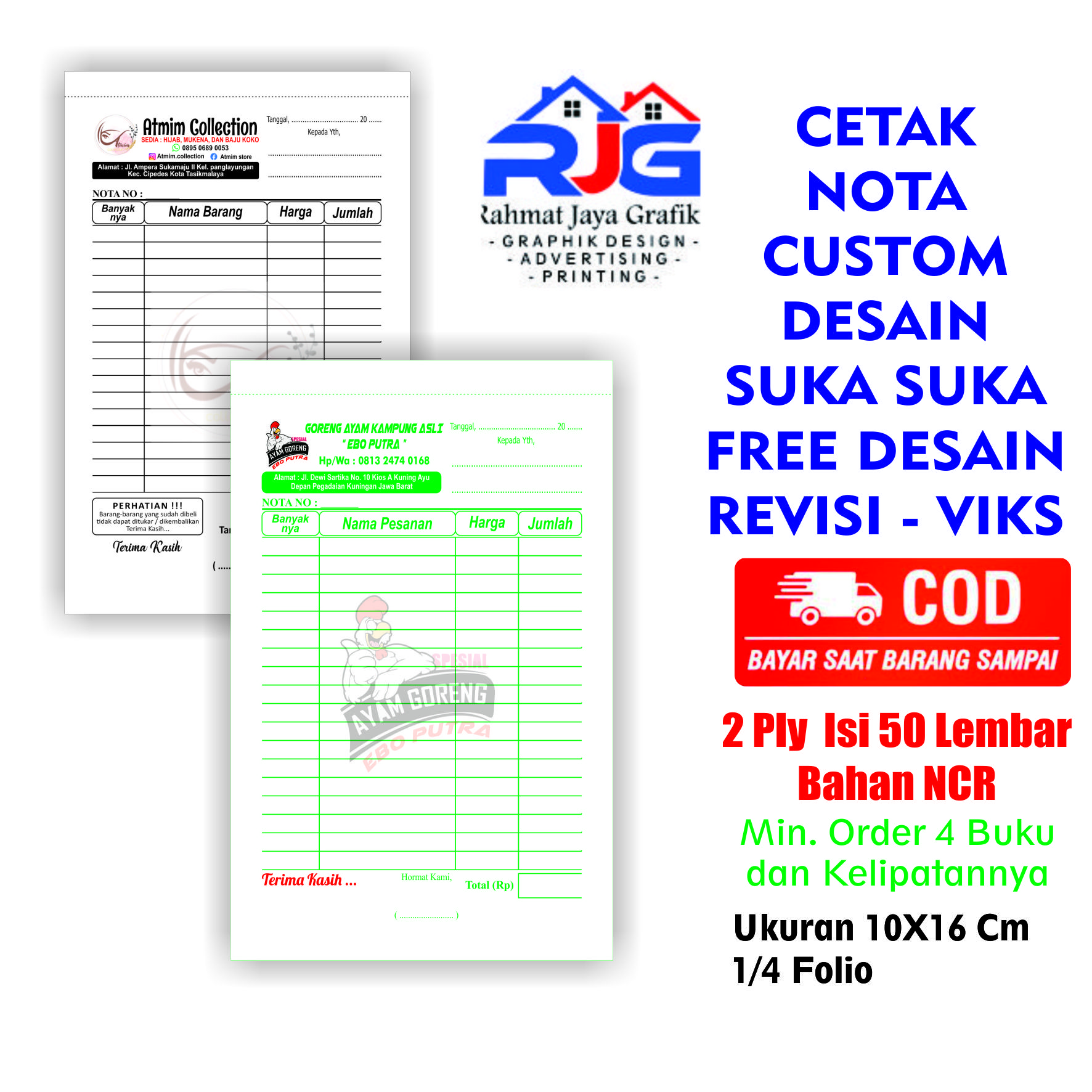 Nota custom 2ply /Nota Olshoop Nama Sendiri/Nota Laundry/Nota Bon ...