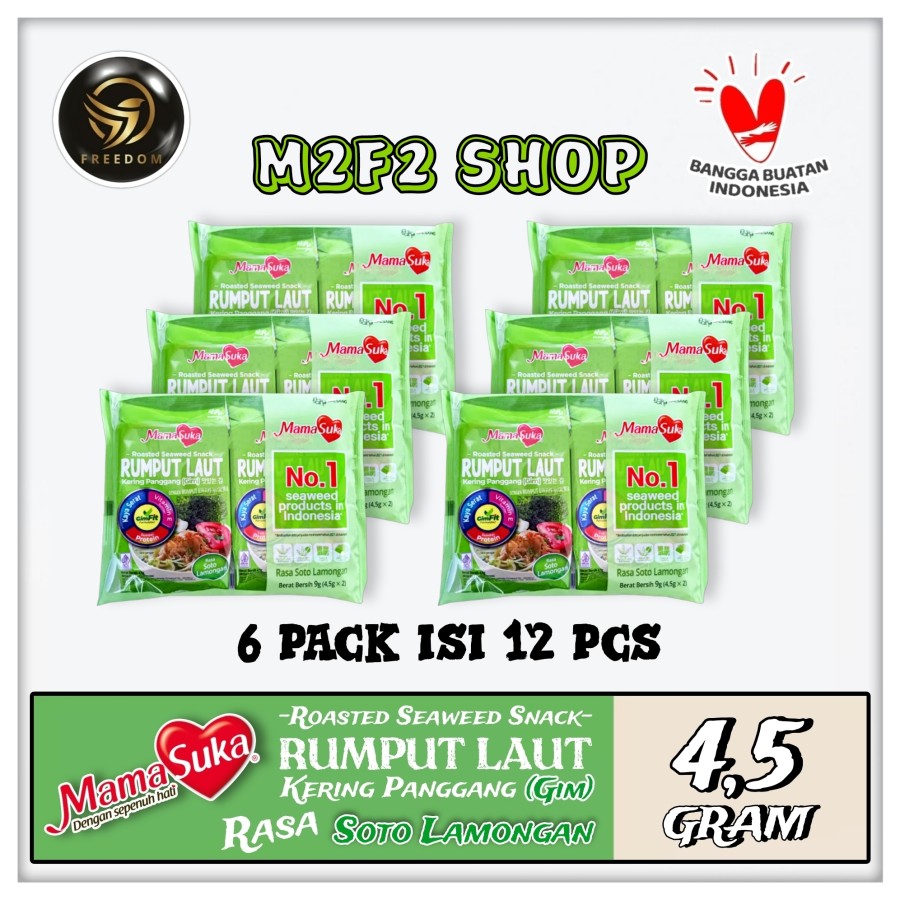 MamaSuka Snack Rumput Laut Panggang Rasa Soto Lamongan - 4,5 gr ...