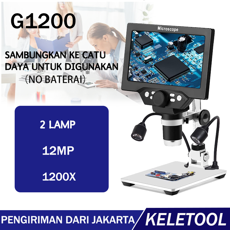 Mikroskop microscope digital g1200 kaca pembesar 12MP layar LCD 7 inci ...