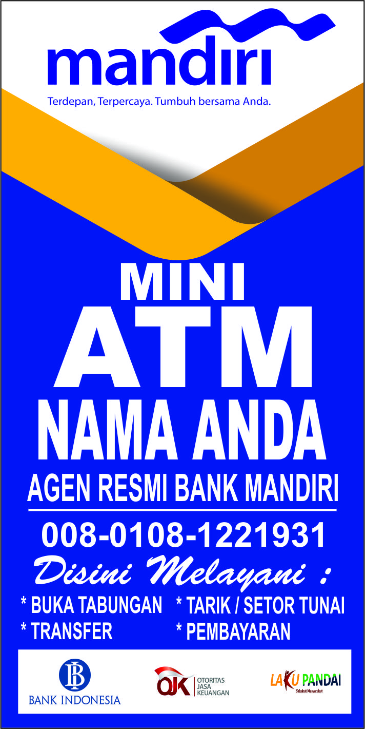 Spanduk banner agen mandiri ukuran 100 X 50 beli 1 gratis 1, bisa ganti ...