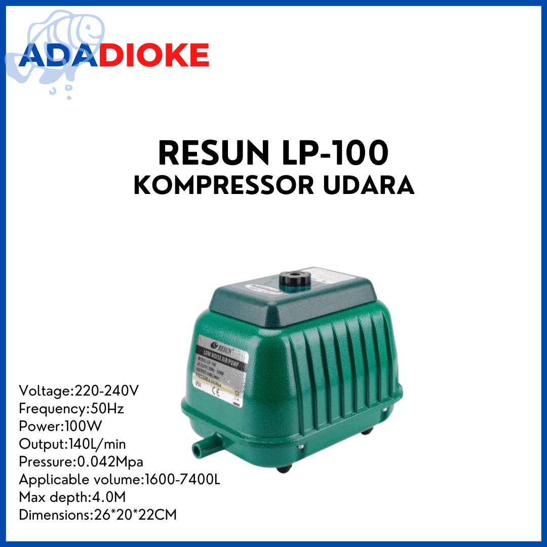 RESUN LP 100 LP100 Aerator Kompresor Udara Kolam Ikan Limbah Pertanian ...