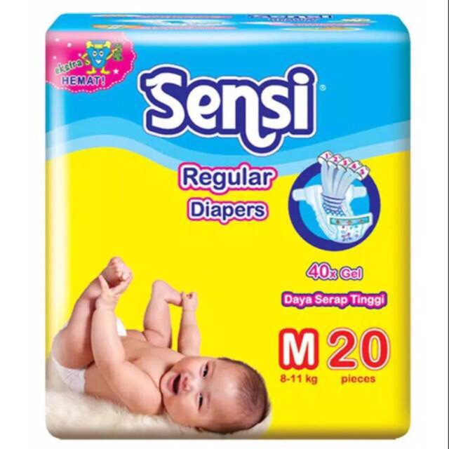 Sensi Baby Regular Diapers Tape M 20 - Popok Bayi Diaper Perekat M20 ...