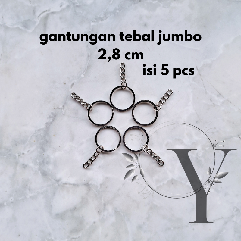 RING GEPENG 2,8 CM NICKEL / GANCI GANTUNGAN KUNCI TEBAL ISI 5 UKURAN 2 ...