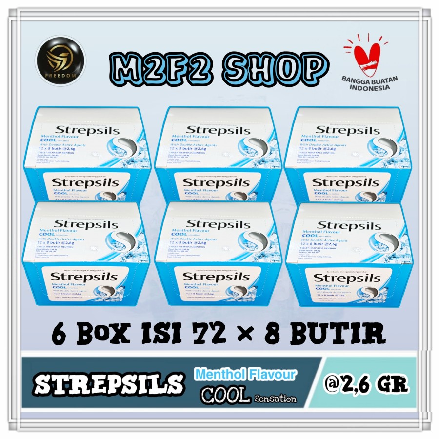 Permen Strepsils Lozenges Cool Menthol | Biru - 249,6 gr (Kemasan 6 Box ...