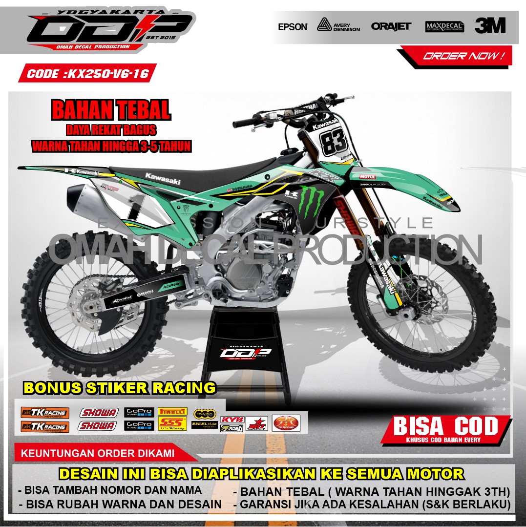DECAL KX 250 2020 FULL BODY DEKAL BODY SET KX 250 NEW STICKER MOTOR KX ...