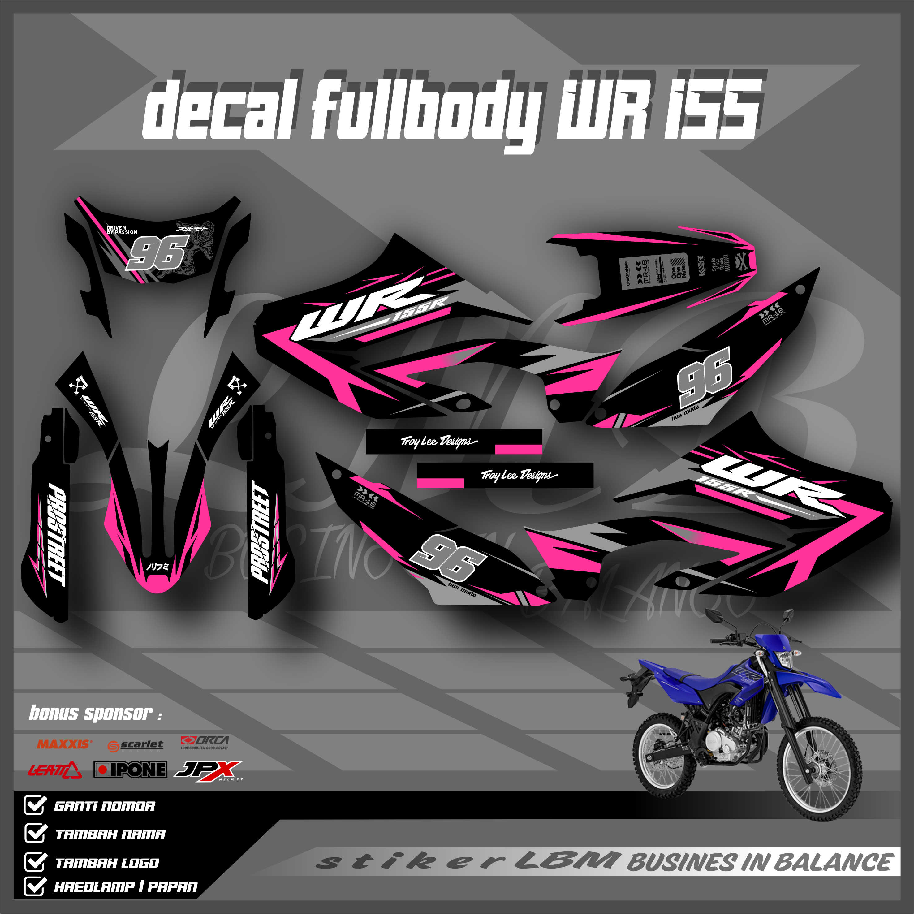 Decal WR155 Full Body Variasi Decal WR Supermoto Aksesoris Stiker Dekal ...