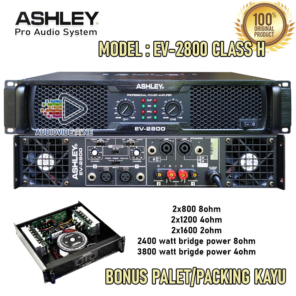 Power Ashley EV2800 Class H + Subwoofer Power Amplifier 2 x 800 Watt ...