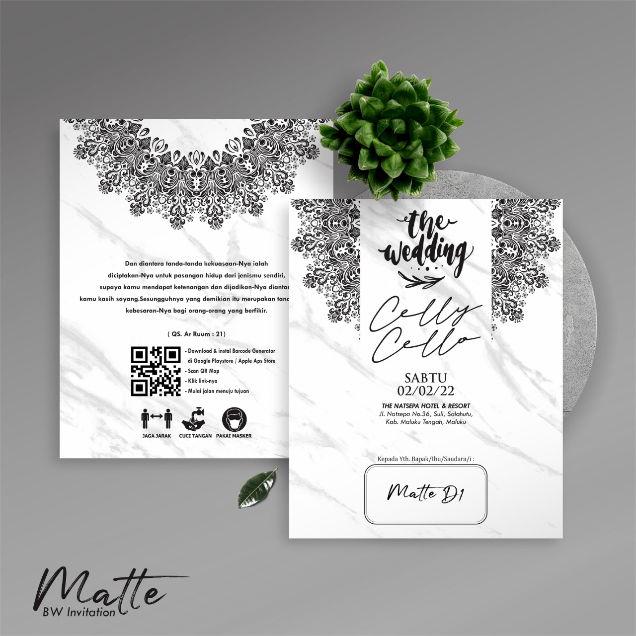 UNDANGAN AESTHETIC MATTE BW - UNDANGAN PERNIKAHAN DOFF MEWAH MATTE D1 ...