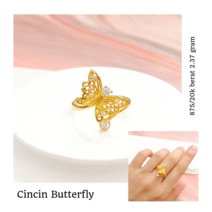 terbaru cincin wanita model butterfly simpel elegan emas | Lazada Indonesia