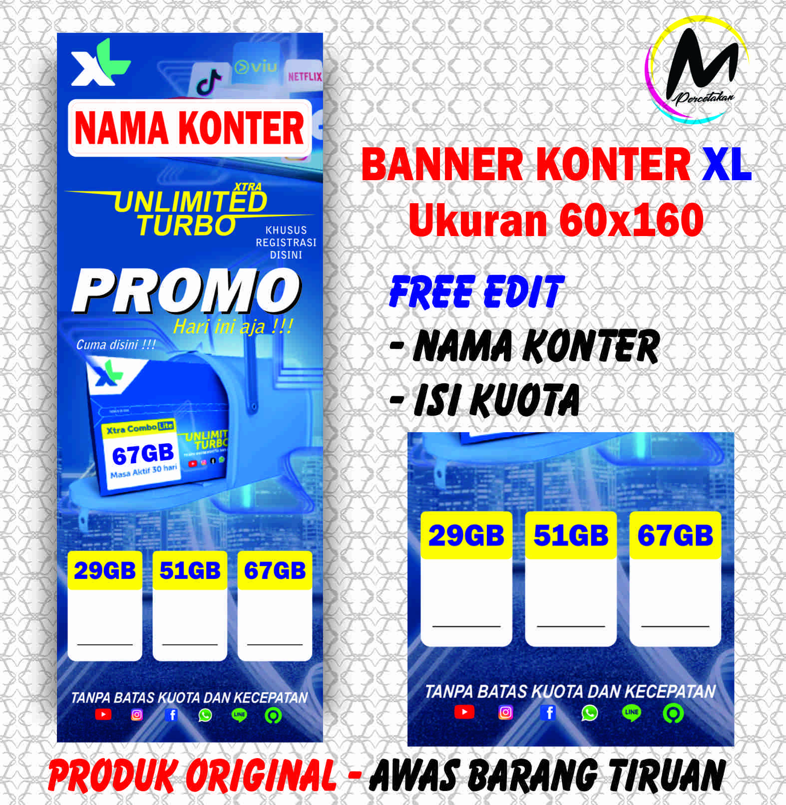 Spanduk Konter Paket Data XL - Xbanner 60x160 - Tanpa Tiang | Lazada ...