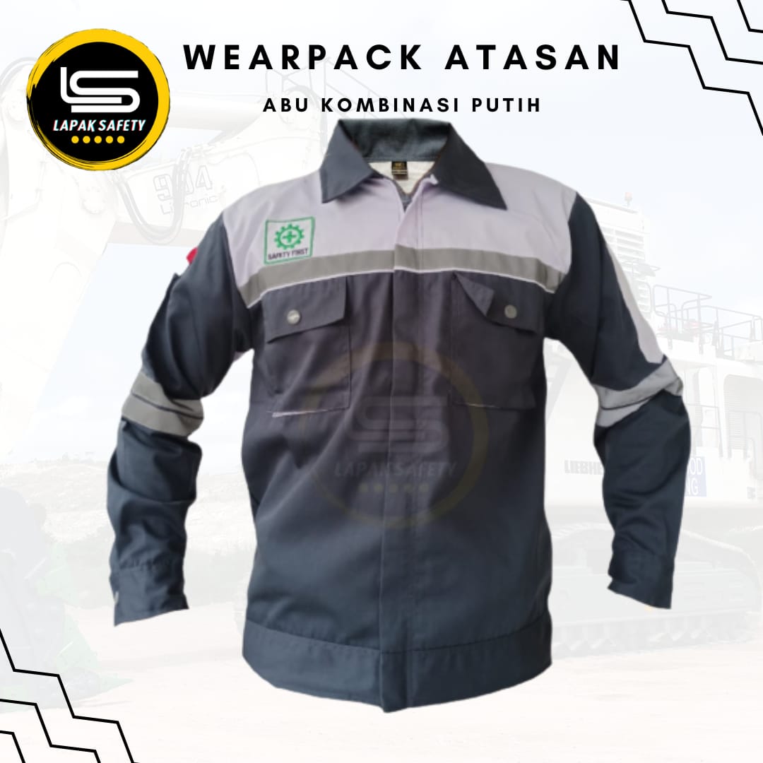 Kemeja Safety K3 Abu Kombinasi Putih Lengan Panjang | Lazada Indonesia