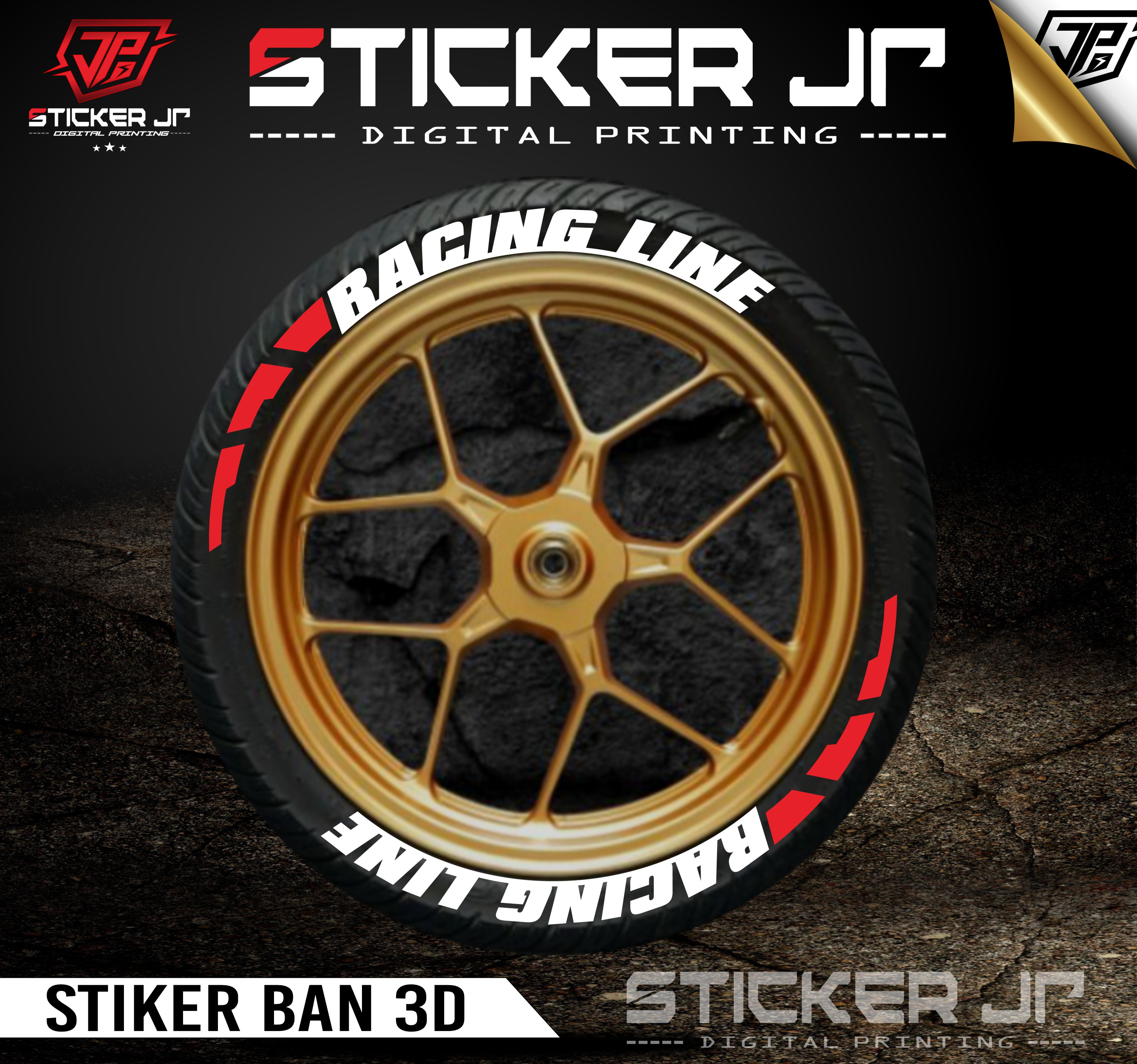 Sticker Ban / Font Ban / Tire Bomb / 3D stiker ban RACING LINE Sticker ...