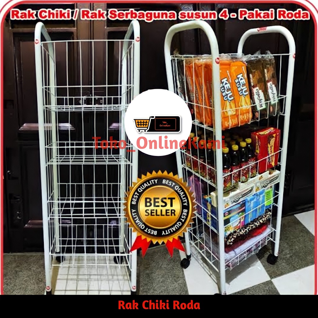 Rak Chiki/Rak Display/Keranjang Chiki/Rak Jajan/Rak Serbaguna 4 Susun ...