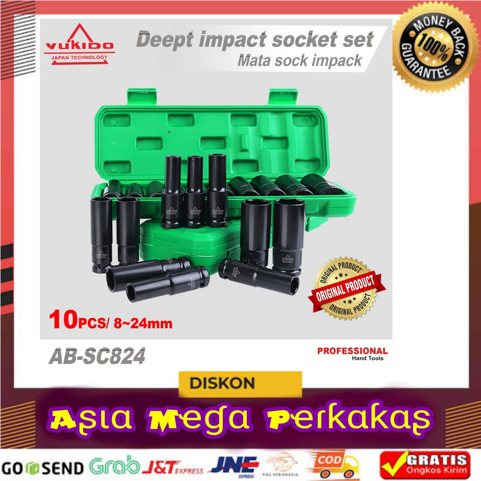 MATA SOCK SHOCK SOK IMPACT 8 CM 8 - 24 MM SET BOX 10 PC COCOK UNTUK ...