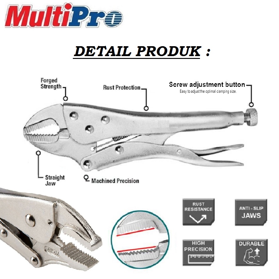 MULTIPRO Tang Buaya 10 Inch - Tang Jepit Klem Locking Pliers Vice Grip ...
