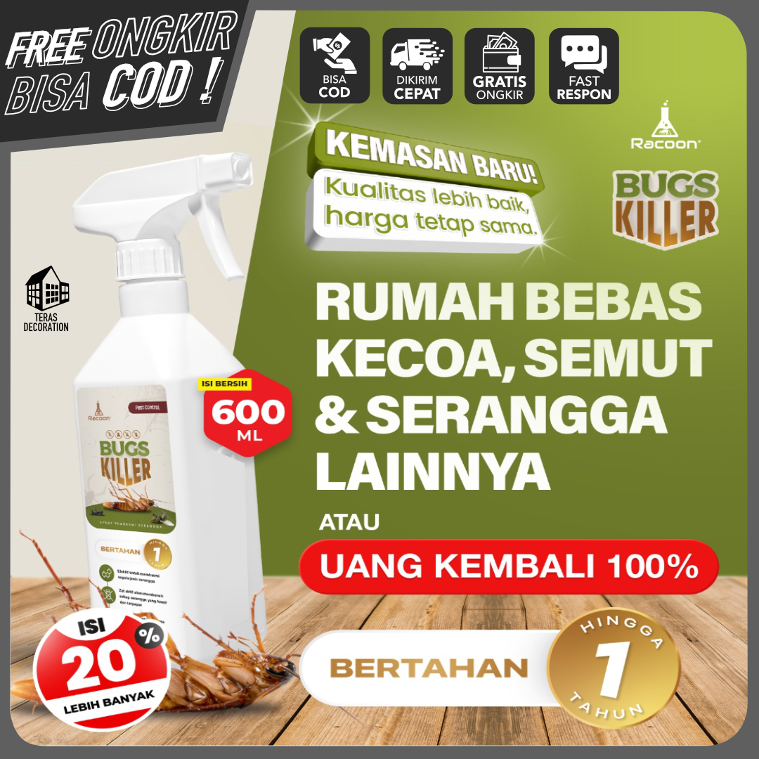 PENGUSIR KECOA SEMUT RACOON (100% AMPUH) Insect Killer Cairan Spray ...