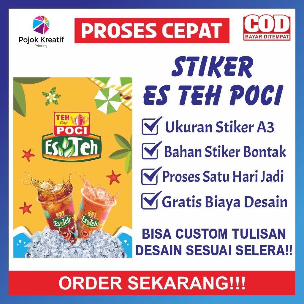 Sticker Stiker Setiker Minuman Es Teh Poci Terbaru Ukuran Besar 32x48cm ...