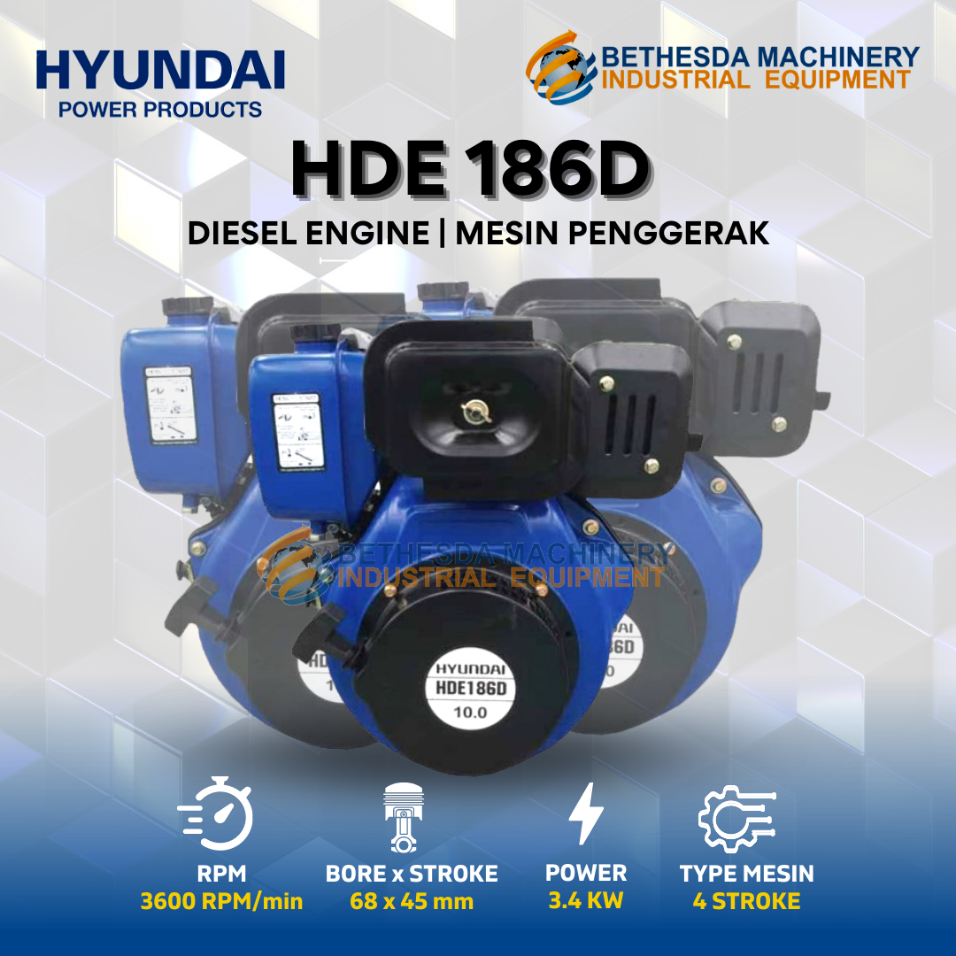 Diesel engine Hyundai 3.4 HP mesin penggerak solar HDE 186D | Lazada ...