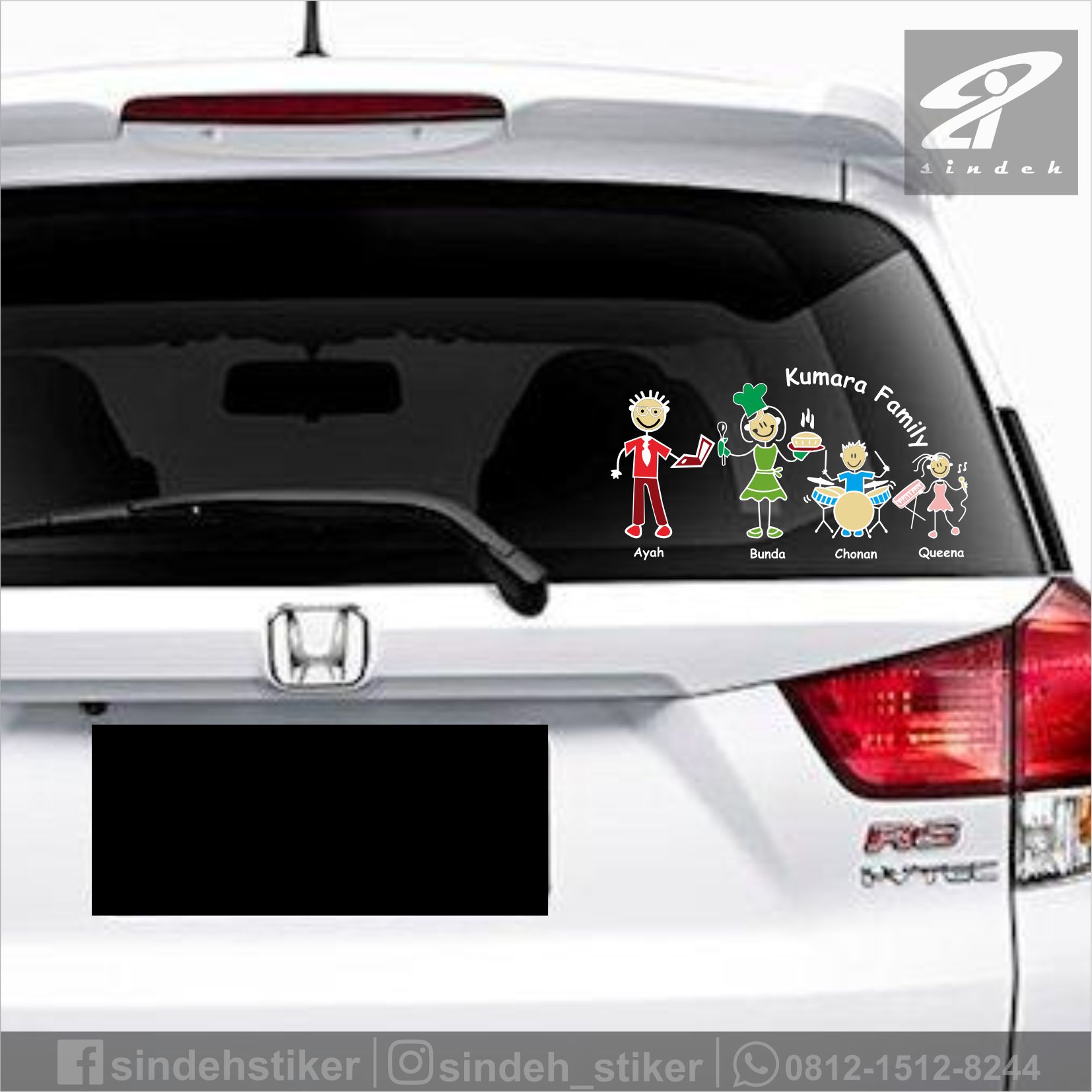 cutting sticker mobil Happy Family / Happy Muslim Family Warna 4 ORANG ...