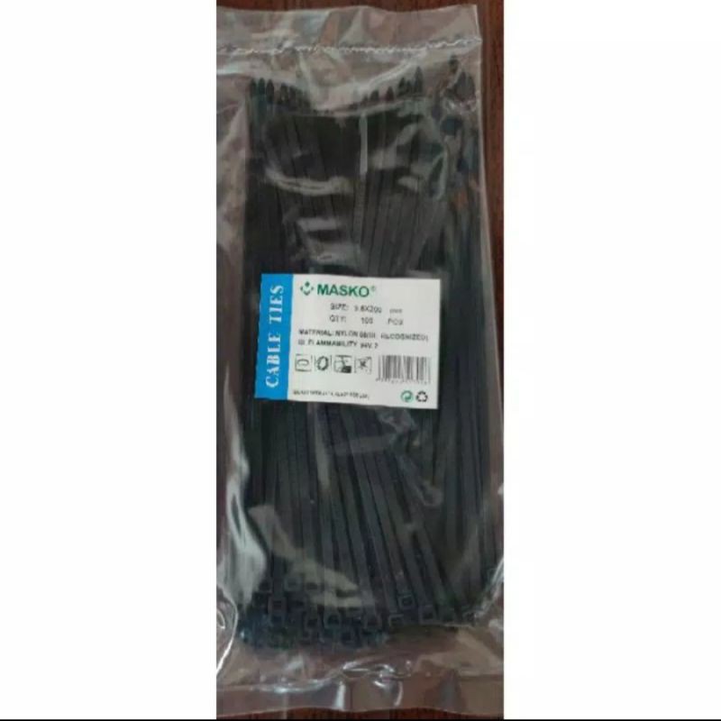 MASKO KABEL TIES 20CM TEBAL 200 X 3,6 MM SABUK TALI NILON HITAM PUTIH ...
