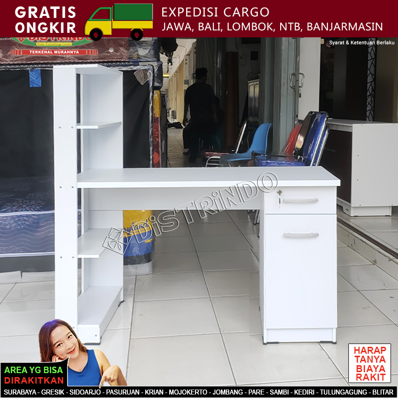 Meja Belajar / Meja Kasir Stylish Kekinian Multi Fungsi Meja Rak Lemari ...