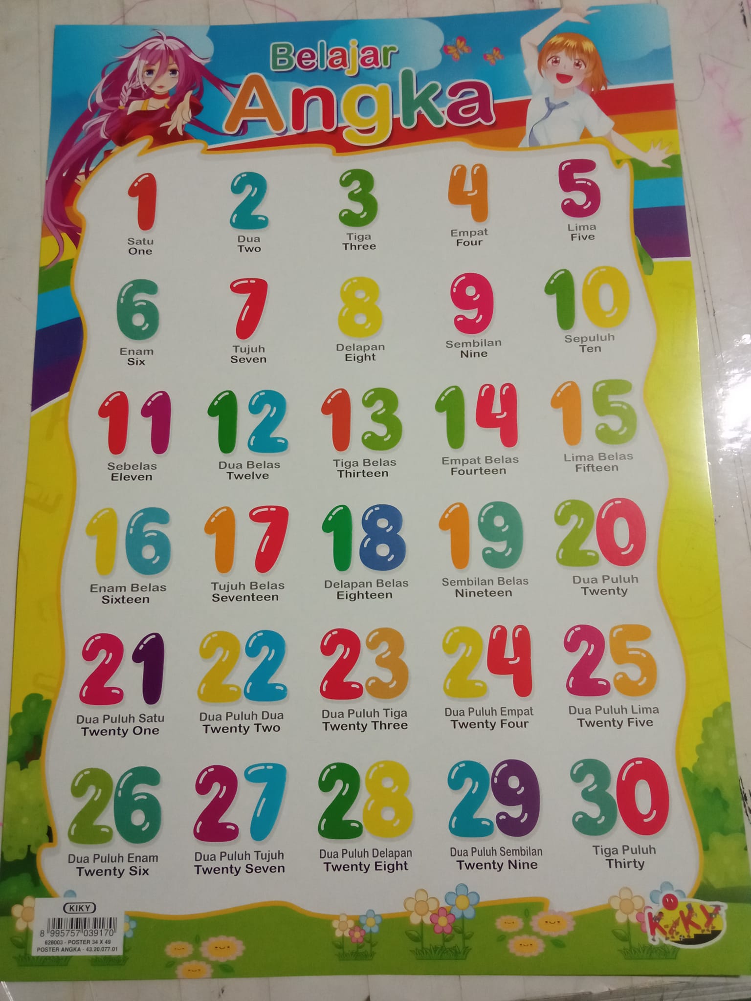 Poster Edukasi Anak/Huruf ABCD/Huruf Hijaiyah/Binatang/Buah-Buahan/Angka/Sayuran/Kendaraan ...