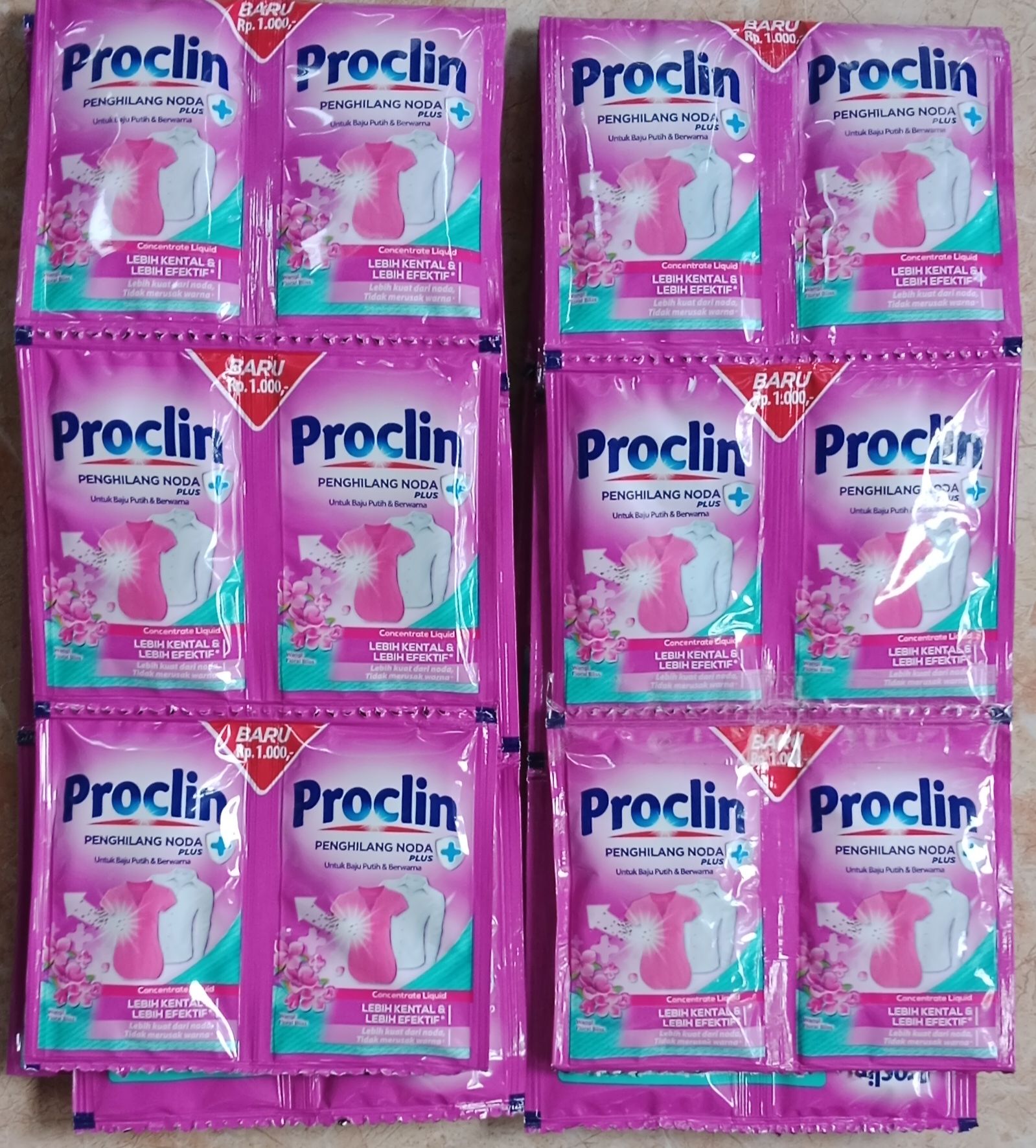 Proclin penghilang 25ml Noda PAKAIAN SACHET isi 24 sachet kemasaan baru ...