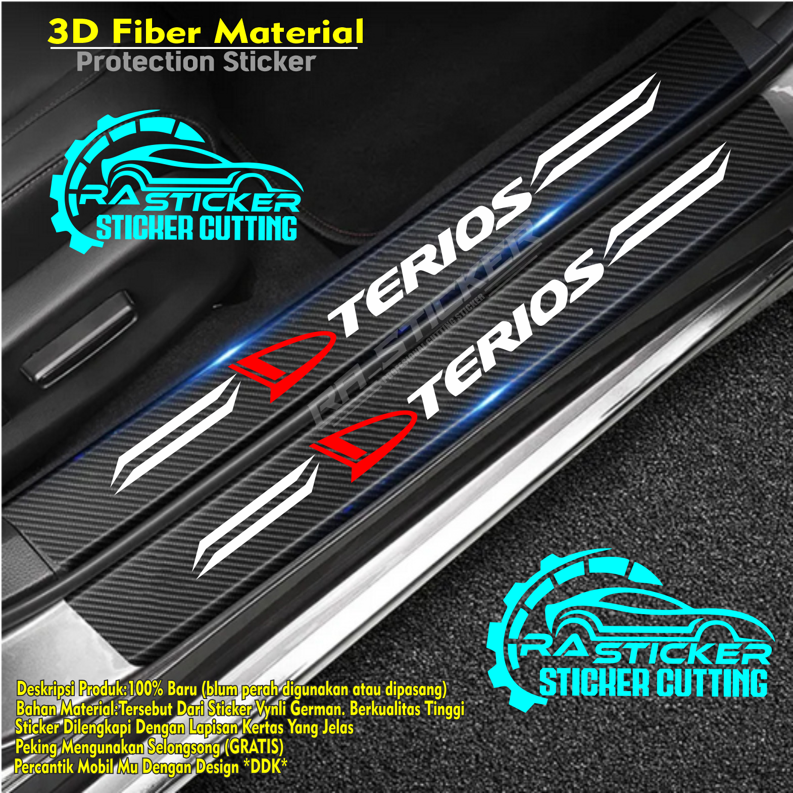 sepaket sticker carbon 3D stiker mobil daihatsu terios stiker pengaman ...