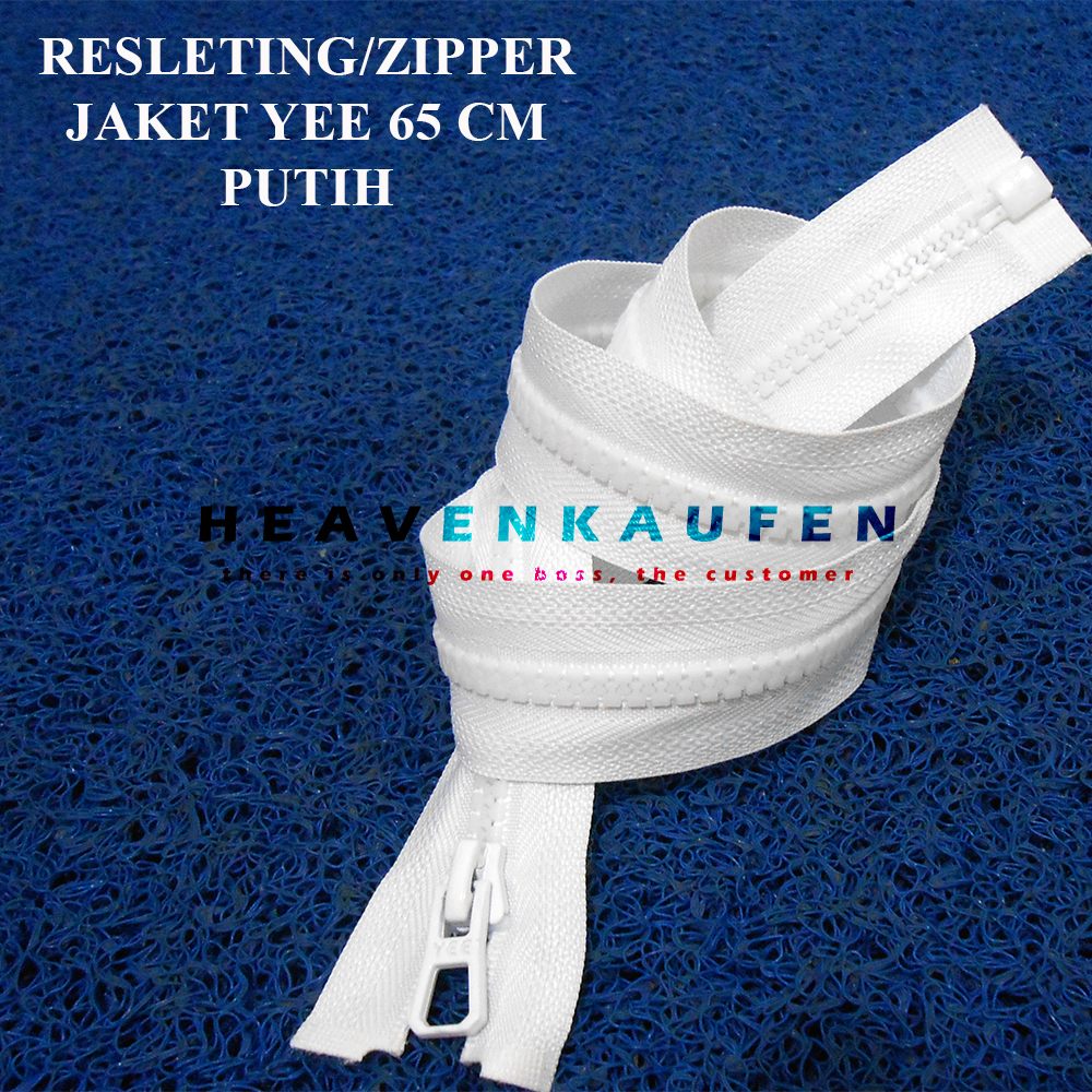 Resleting Zipper Jaket Merek YEE Type Gigi Vislon Panjang 65 cm / 26 inch Warna Putih Model Set ...
