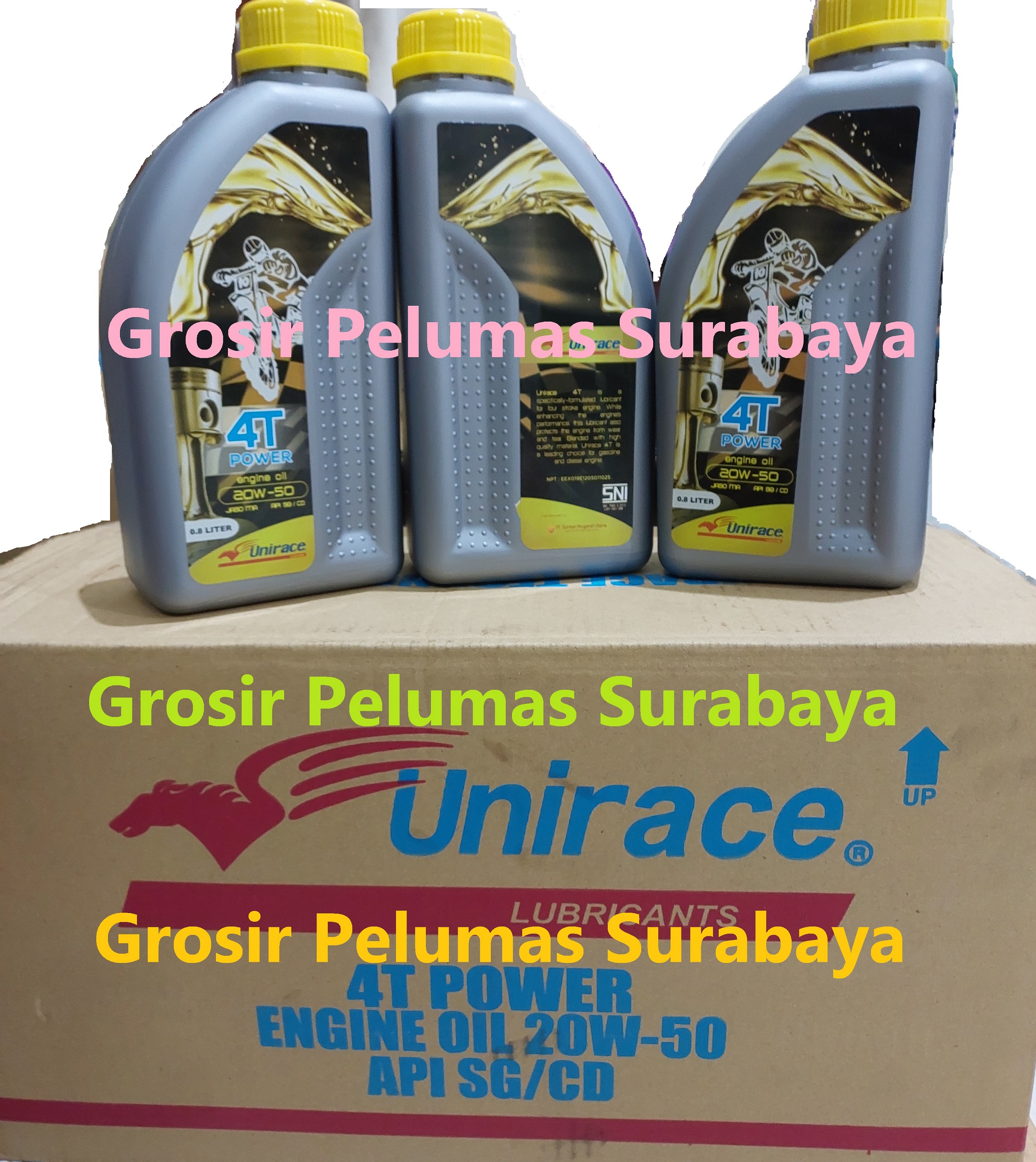 Murah SNI Oli Mesin Motor UNIRACE 4T Power 20W50 20W/50 800ml 800 ML 1LITER 1LTR 1 Liter ...