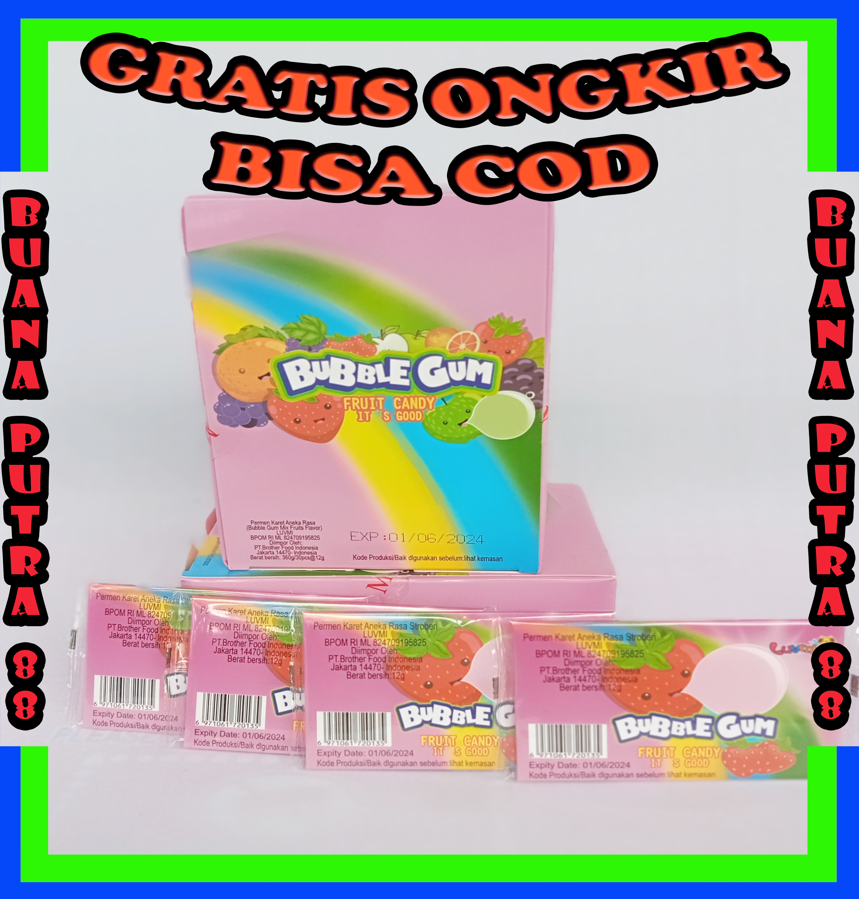 Permen Bubble Gum Fruit Candy Isi 30 Pcs | Lazada Indonesia