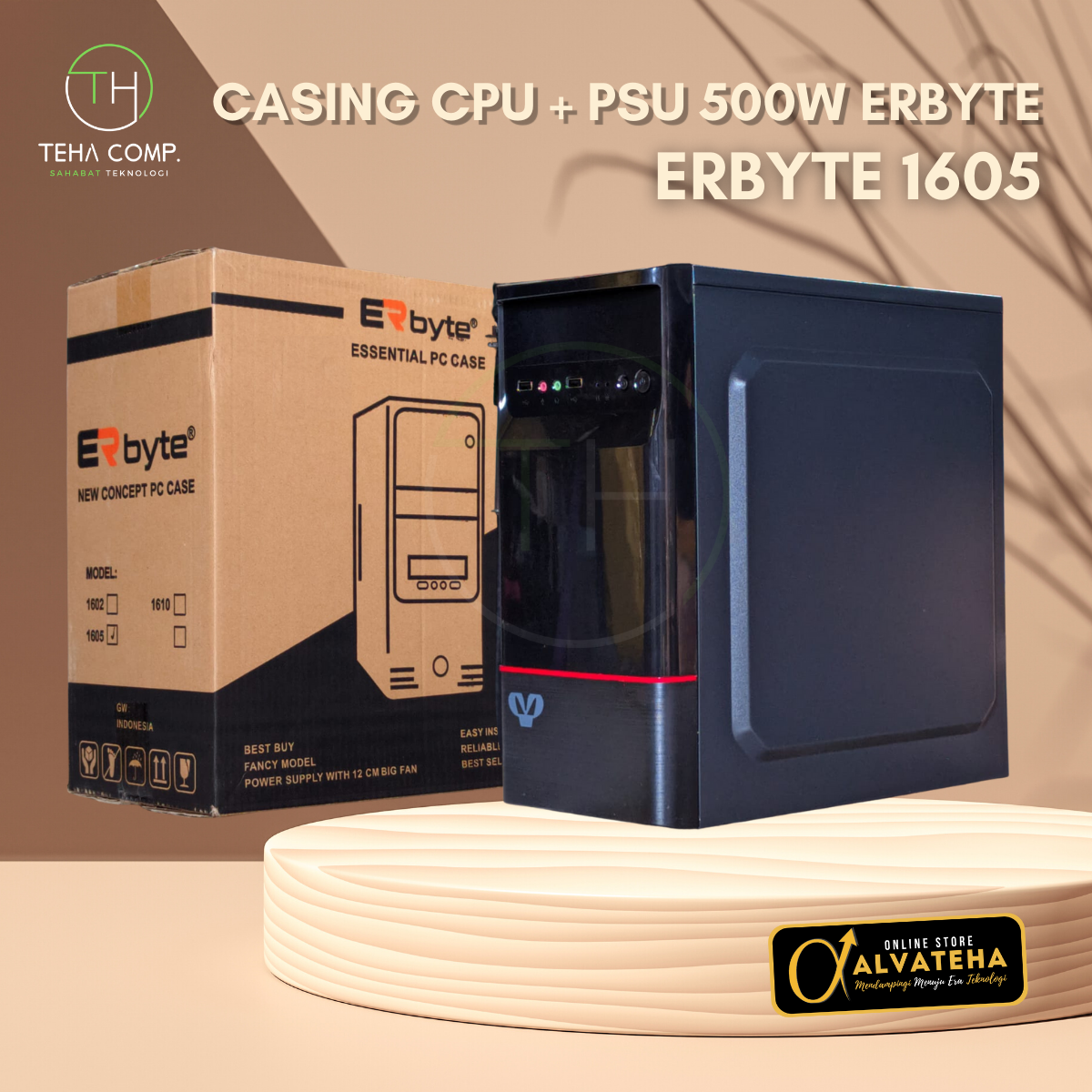 Casing PC Gaming Plus Power Supply PSU Case Komputer CPU Bonus Kabel ...