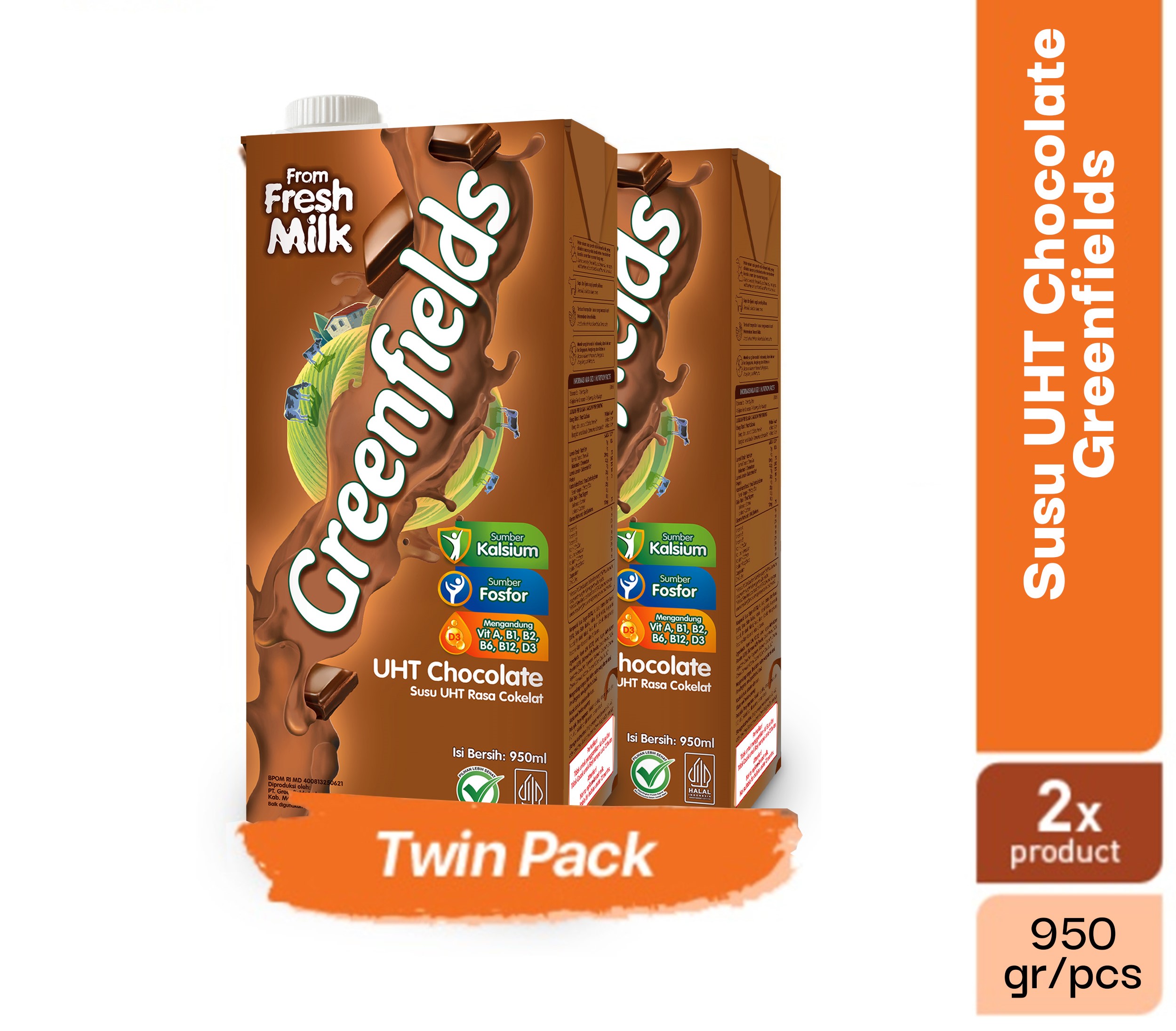 [Paket isi 2] Greenfields Milk UHT Chocolate 950 ml | Lazada Indonesia