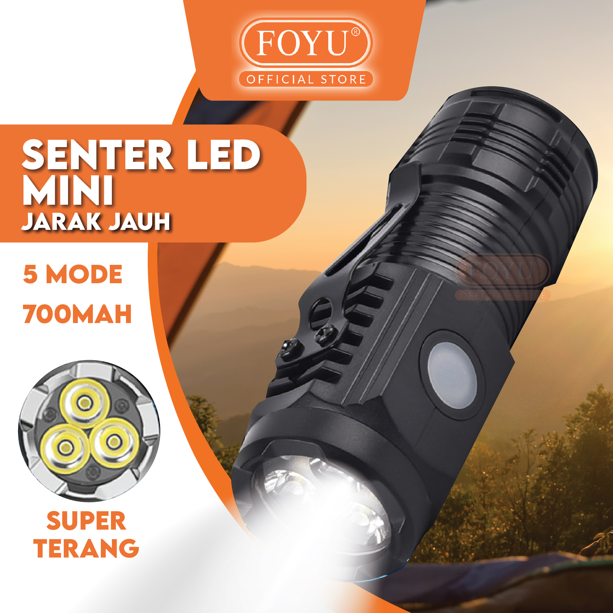 Senter Mini SWAT Magnetic 5 Mode LED Super Terang Police Flashlight ...
