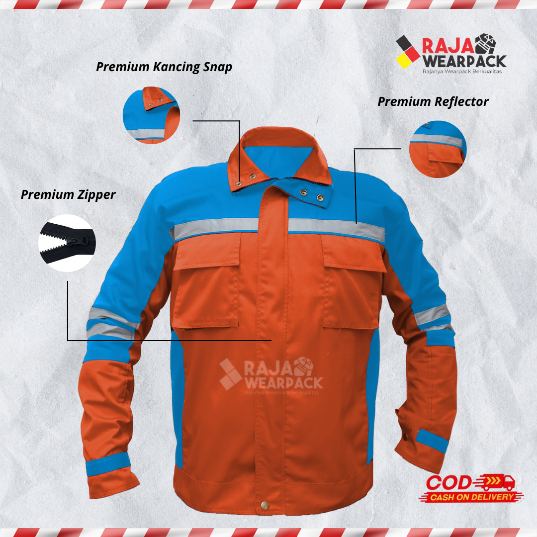 Wearpack Safety Lengan Panjang Semi Jaket Warna Orange Biru Muda ...