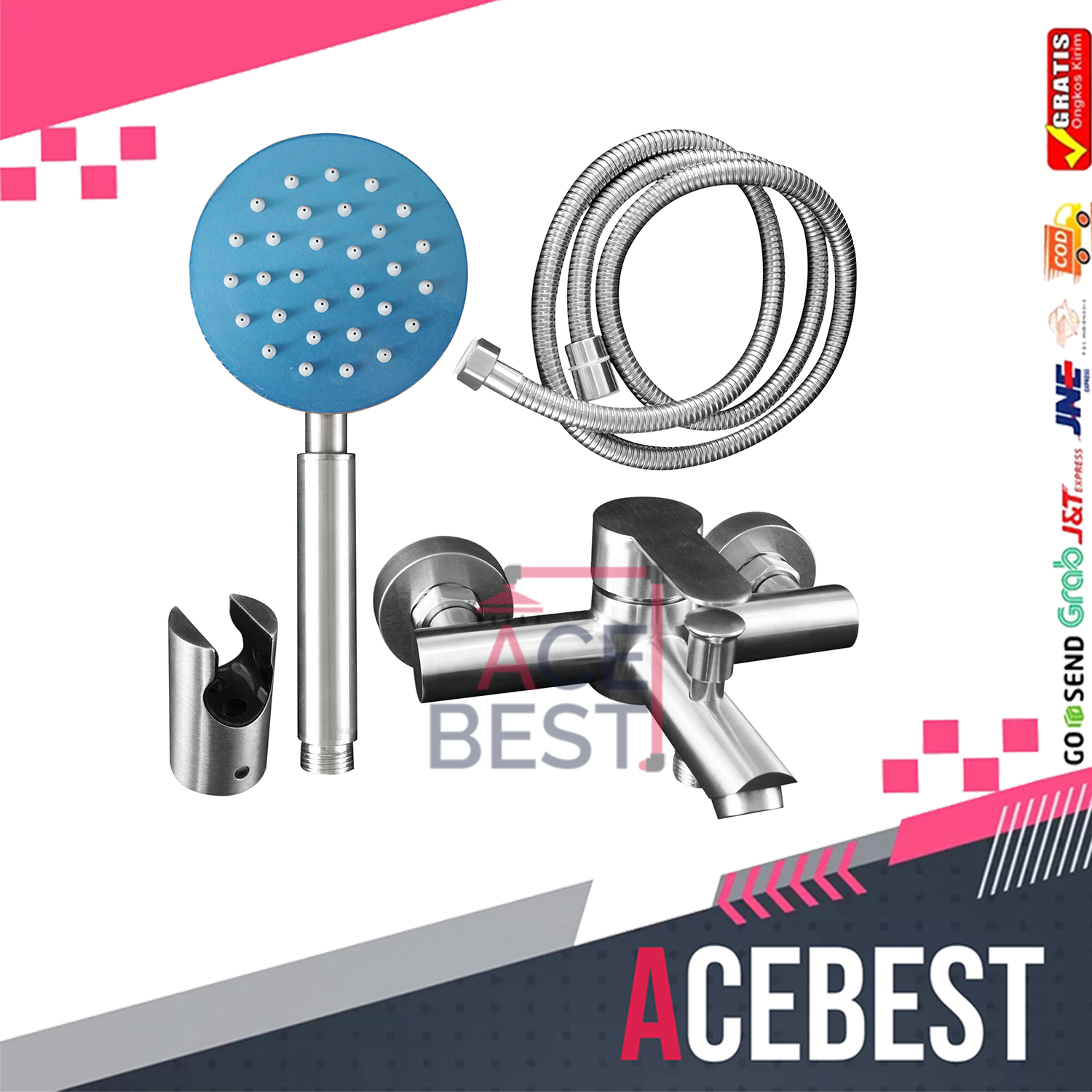 ACEBEST Shower Kran Panas Dingin Kran Bathtub Shower Set Shower Water ...