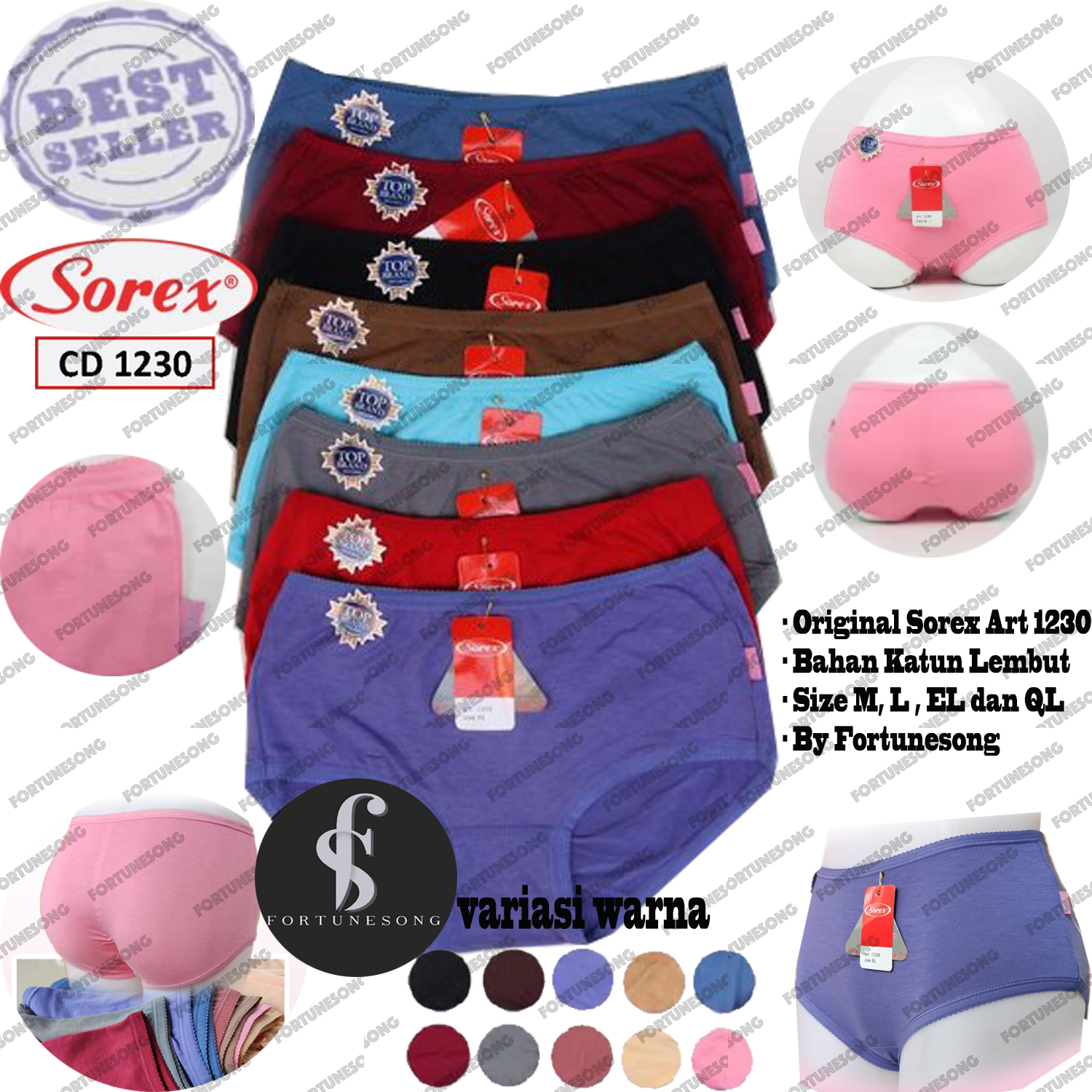 SOREX - 6 Pcs Celana Dalam Wanita Sorex Basic Katun art 1230 / Sempak Celana Dalam Wanita Sorex ...