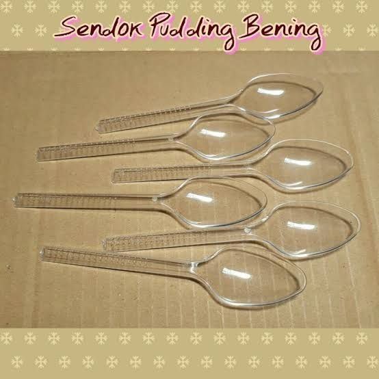 sendok plastik STG BENING tanggung sedang es agar PUDDING isi 50pc ...